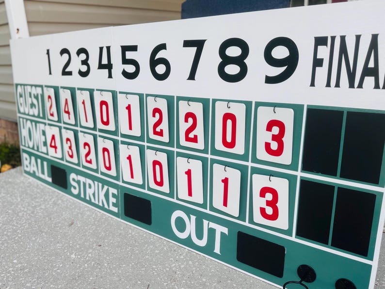 24” X 72” Real Wood Vintage Style Baseball Scoreboard With Removeable ...