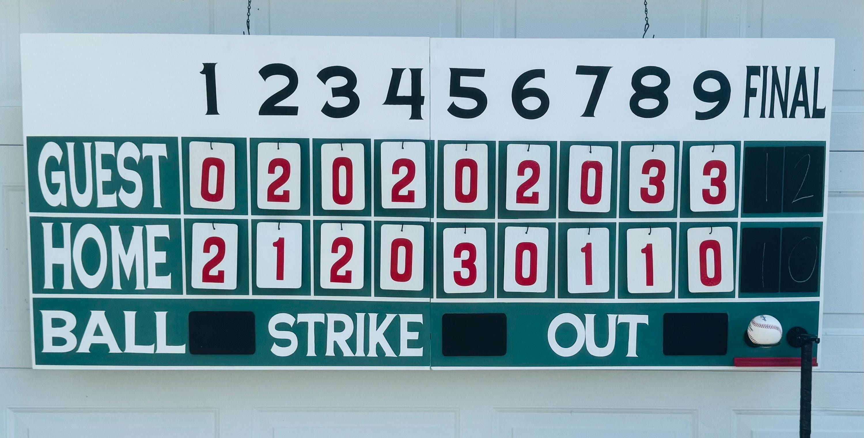 24” X 72” Real Wood Vintage Style Baseball Scoreboard With Removeable ...