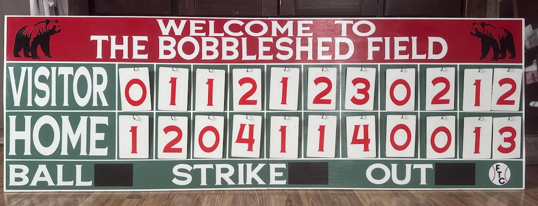 24” X 72” Real Wood Vintage Style Baseball Scoreboard With Removeable ...