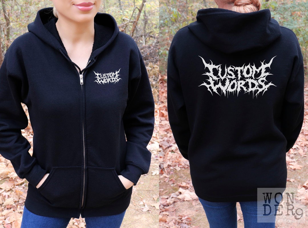 Custom Death Metal Zip up Hoodie | Gothic Personalized Sweatshirt - Etsy