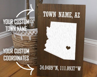 ARIZONA Wood Wall Art: Map of Arizona With Local State Flowers State ...