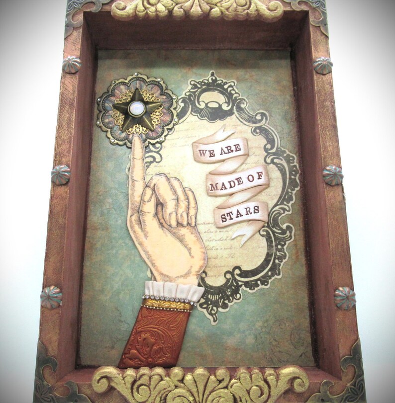 Mixed Media Shrine Assemblage Polymer Clay Art Shadow Box- "we Are Made ...