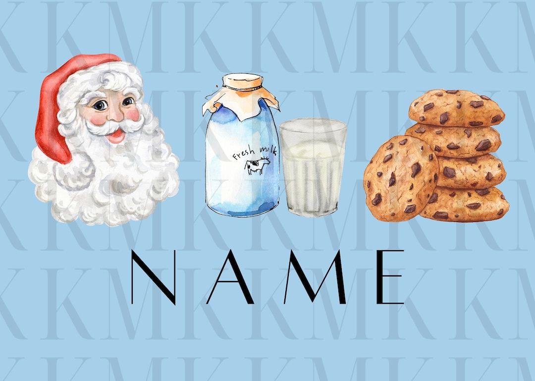 Santa, Milk, Cookies Name | PNG | Sublimation PNG | DTF Design - Etsy