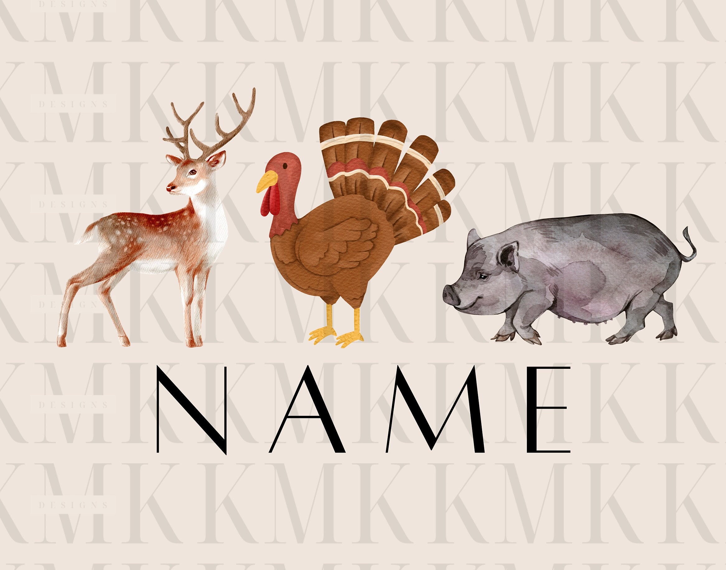 Deer, Turkey, Pig Name | PNG | Sublimation PNG - Etsy