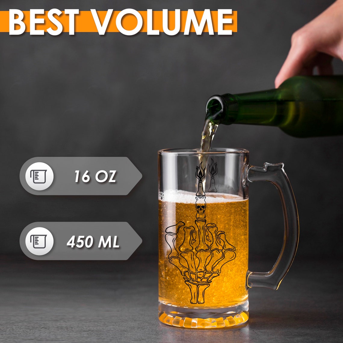Up Yours, Skeleton Middle Finger, Beer Mug With Gift Box - Etsy
