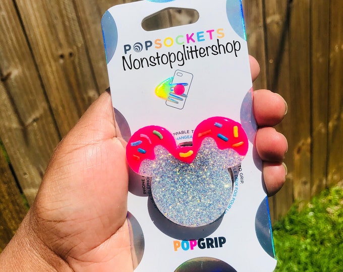 Donut Mickey Mouse Popsocket-disney Glitter Phone Grip Glitter Mickey ...
