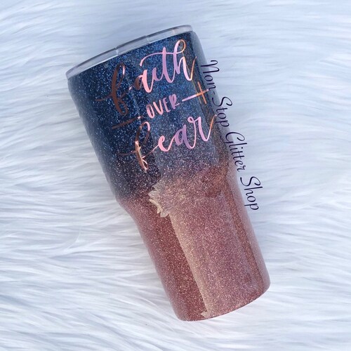 Rose Gold Glitter and Navy Blue Glitter Tumbler/yeti Rose Gold - Etsy
