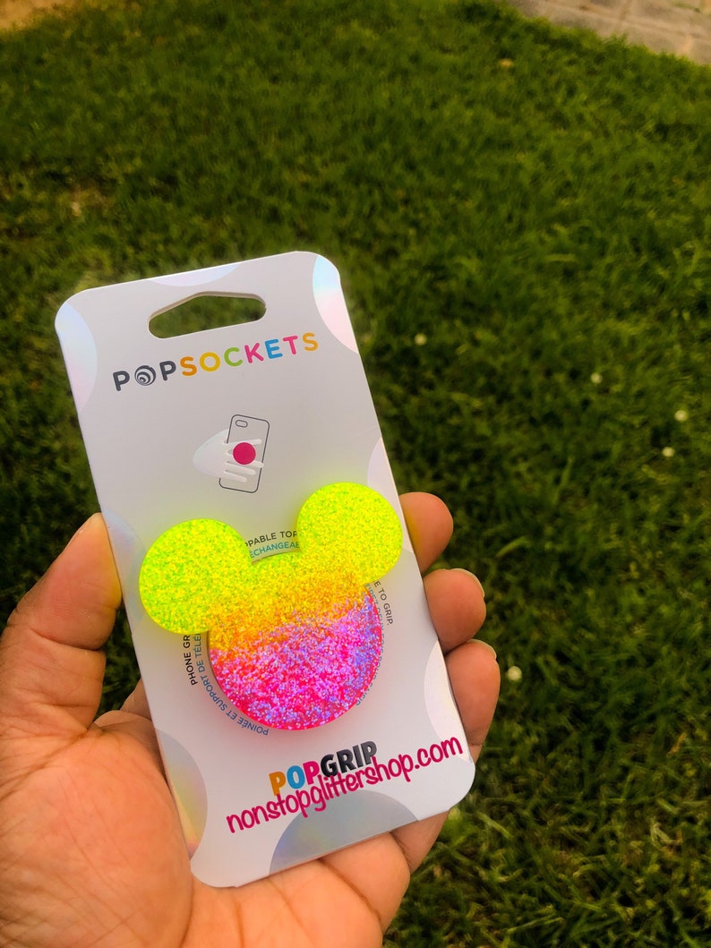 Mickey Glitter Popsocket Disney Glitter Phone Grip Mickey | Etsy
