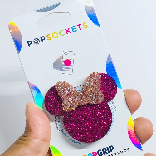 White and Pink Minnie Mouse Glitter Popsocket - Etsy