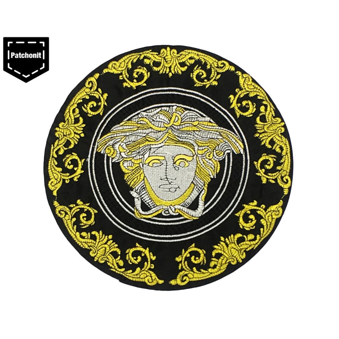 Round Floral Patch Round Back Patch Large Round Patch Round Embroidered ...