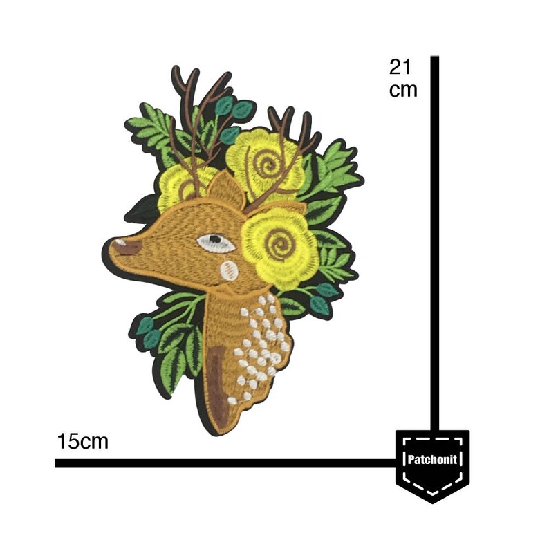 Deer Iron on Patch Large Deer Patch Deer Embroidered Patch - Etsy