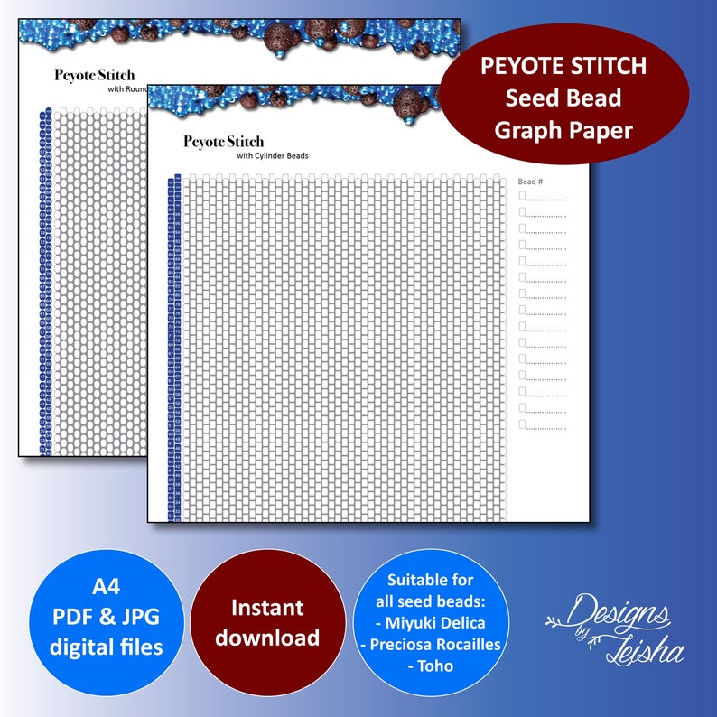 Peyote Stitch Seed Bead Graph Paper - for Use With Round Beads or ...