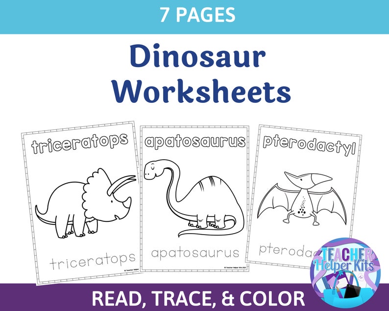 Dinosaur Worksheet- Dinosaur Preschool Toddler Busy Book - Dinosaur ...