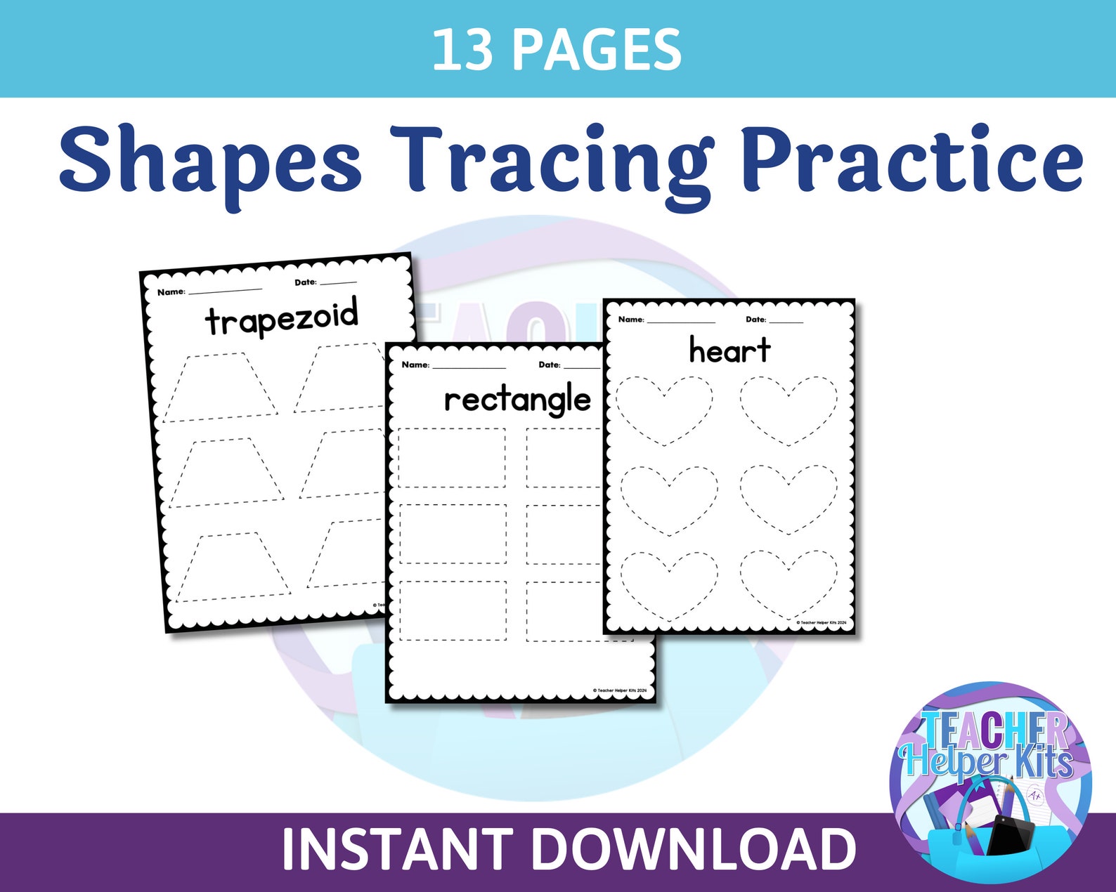 Preschool Shape Tracing, Basic Shape Tracing, Shape Tracing Worksheets ...
