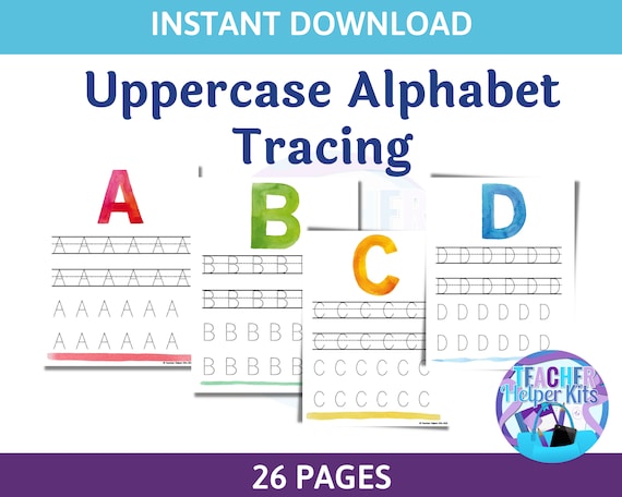 26 Printable Alphabet Tracing Worksheets Alphabet Worksheets - Etsy