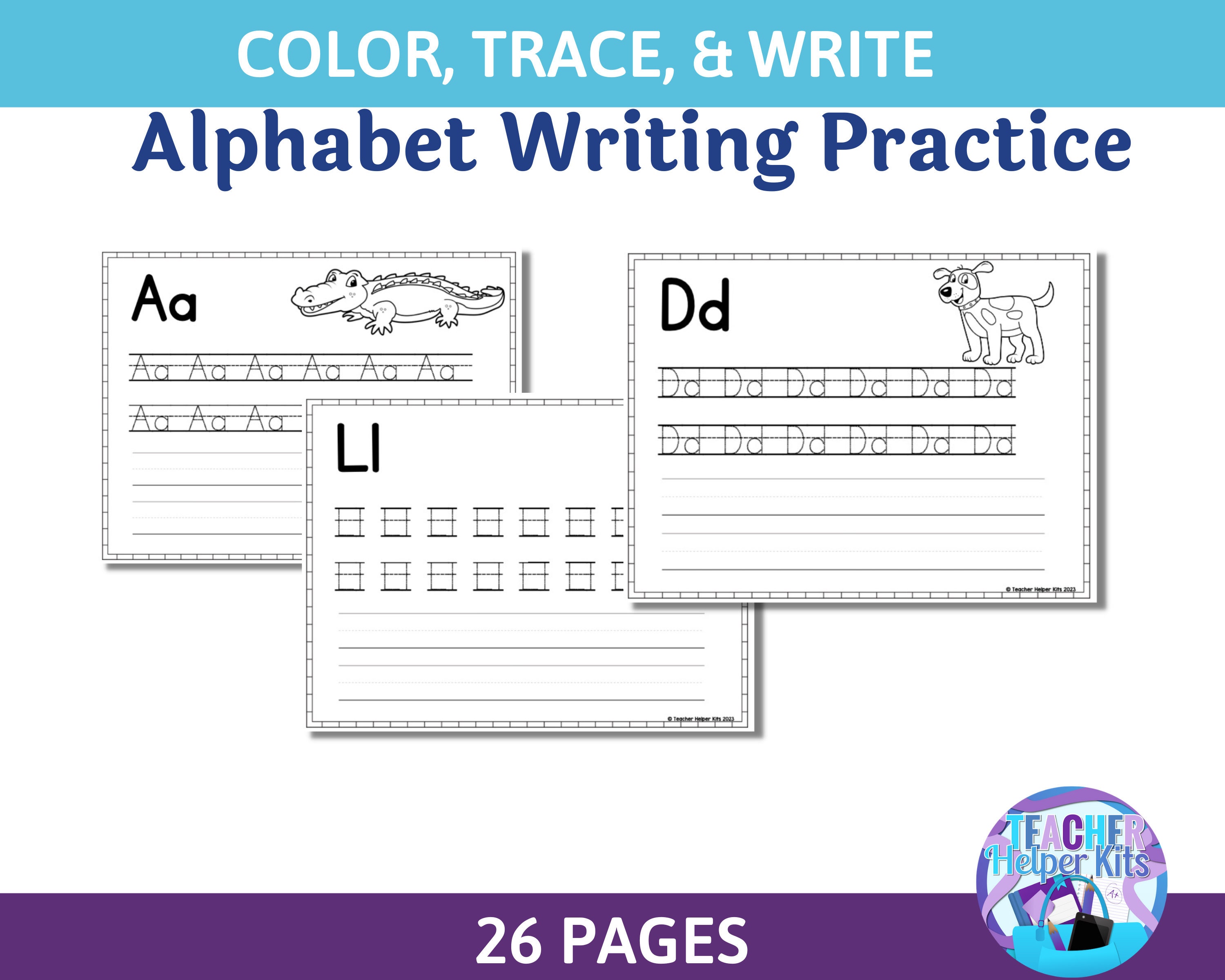 26 Printable Alphabet Worksheet Alphabet Uppercase Tracing Alphabet ...