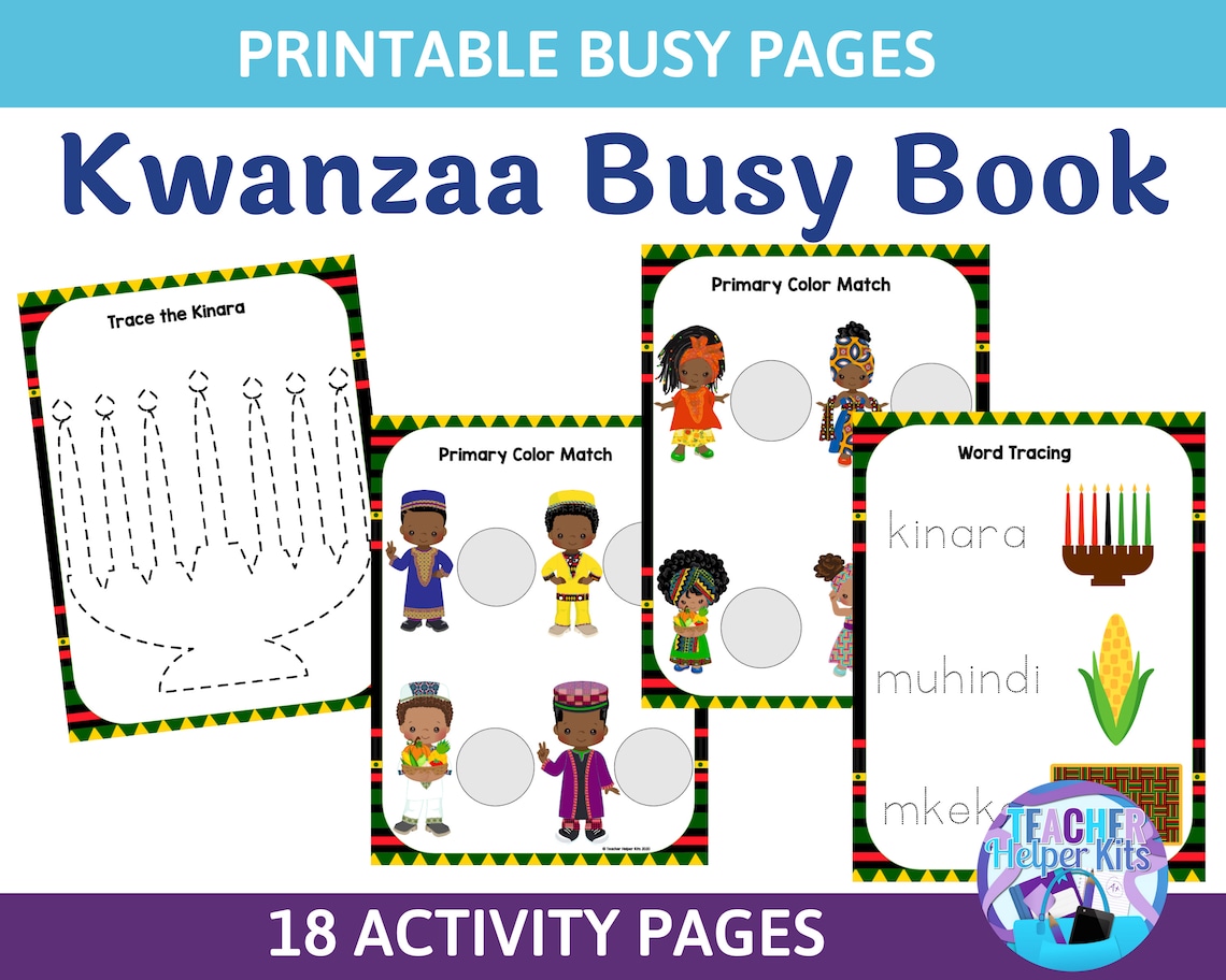 Kwanzaa Activity- Kwanzaa Busy Book- Kwanzaa Printable- Kwanzaa Busy ...