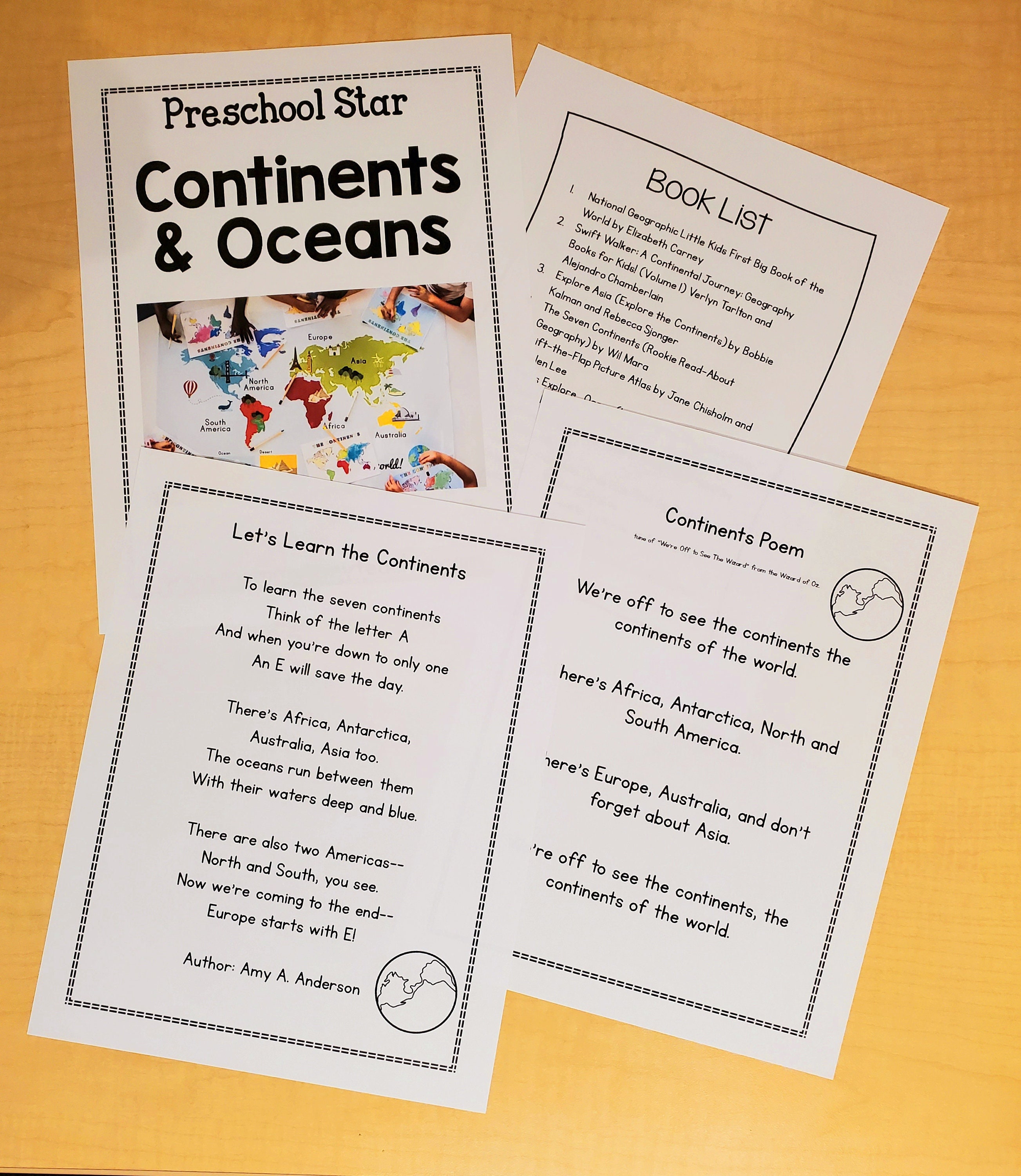Continents & Oceans Preschool Printables~preschool Curriculum Learning ...