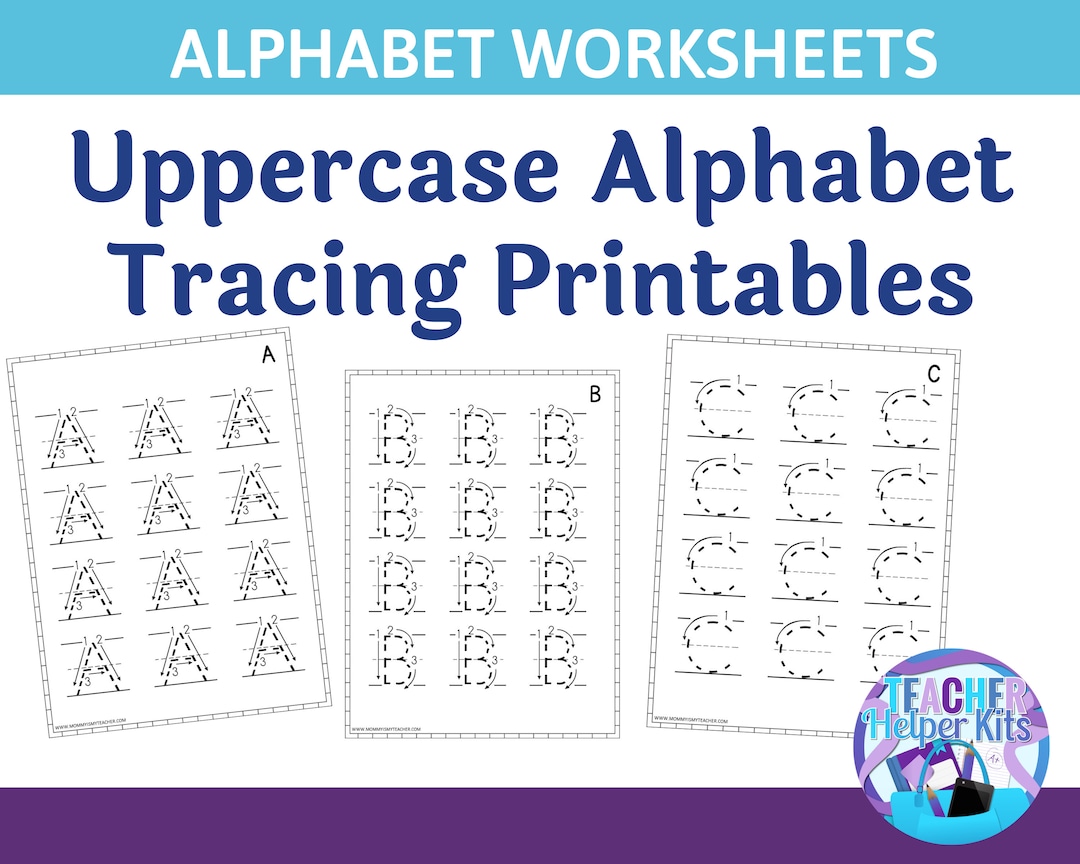 26 Printable Alphabet Worksheet- Alphabet Uppercase Tracing- Alphabet ...