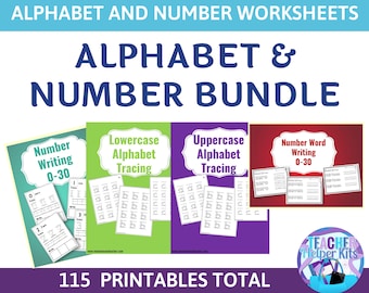 Alphabet and Numbers 200 Worksheets Preschool Worksheets Preschool ...
