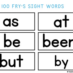 Sight Word Flashcards- First 100 Frys Sight Words- Learn to Read ...