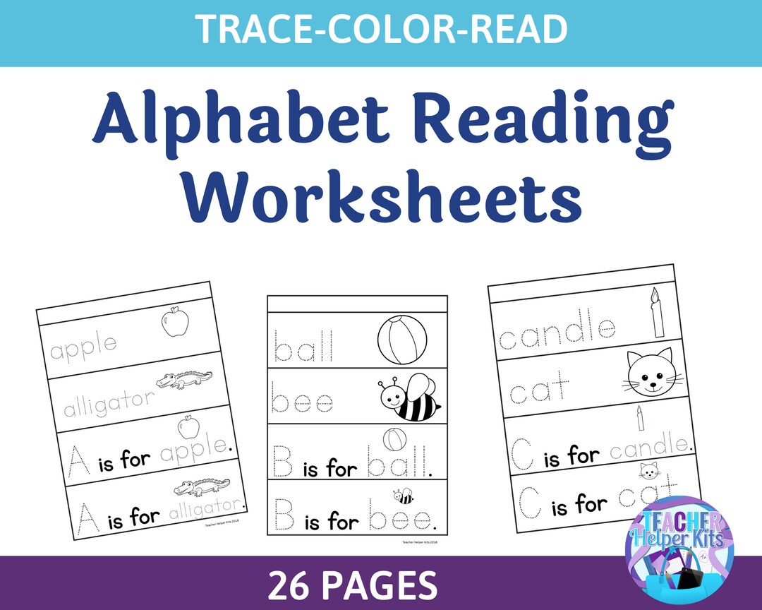 26 Printable Alphabet Worksheets- Reading Alphabet Worksheet- Preschool ...