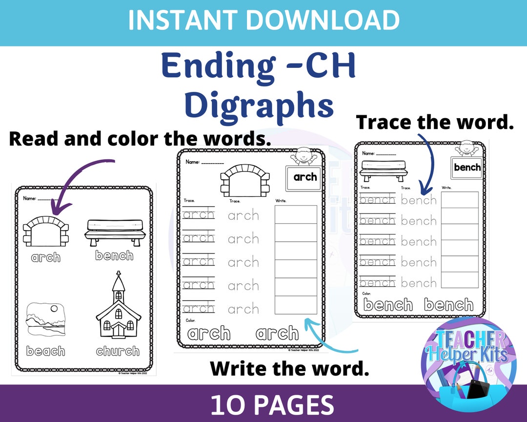 10 Digraph Worksheets- Kindergarten First Grade Reading- Phonics ...