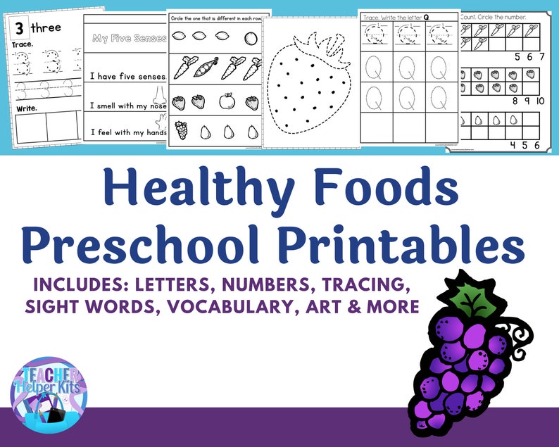 Healthy Foods Preschool Printables~preschool Curriculum Learning ...