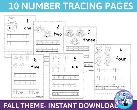 Number Tracing Practice Numbers 1 Through 10 One Through - Etsy