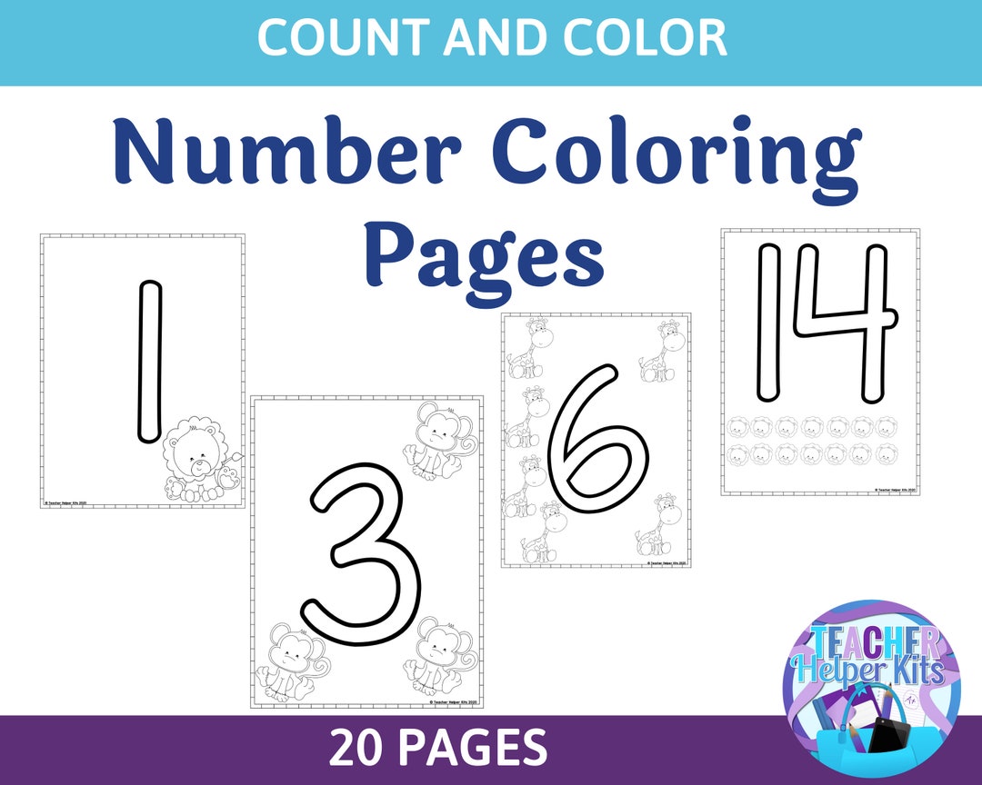 20 Number Coloring Book Worksheets-preschool Curriculum- Numbers 1-20 ...
