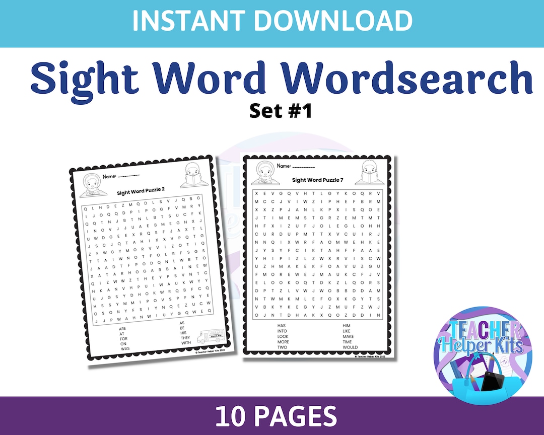 10 Sight Word Wordsearch Pages- Sight Word Worksheets- 1st Grade ...