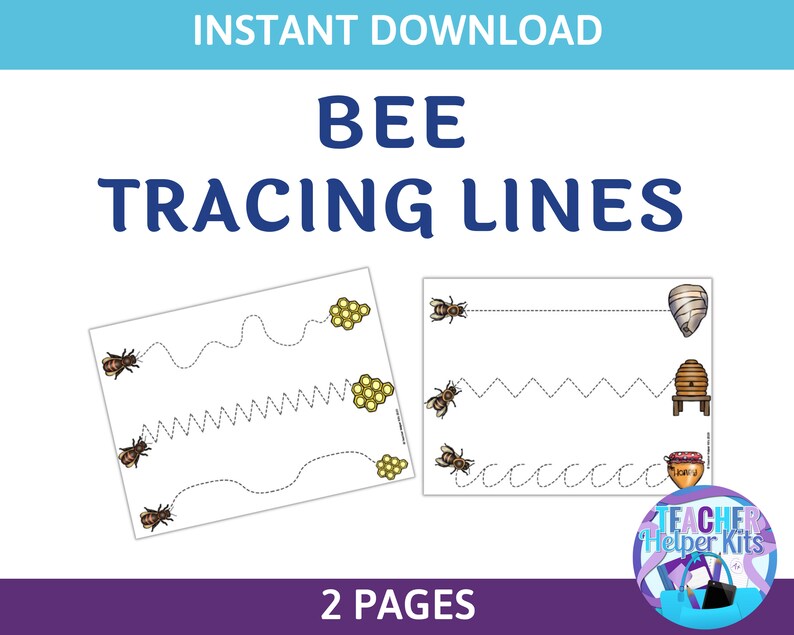Bee Worksheets Spring Worksheet Trace Lines Preschool Toddler Busy Book ...
