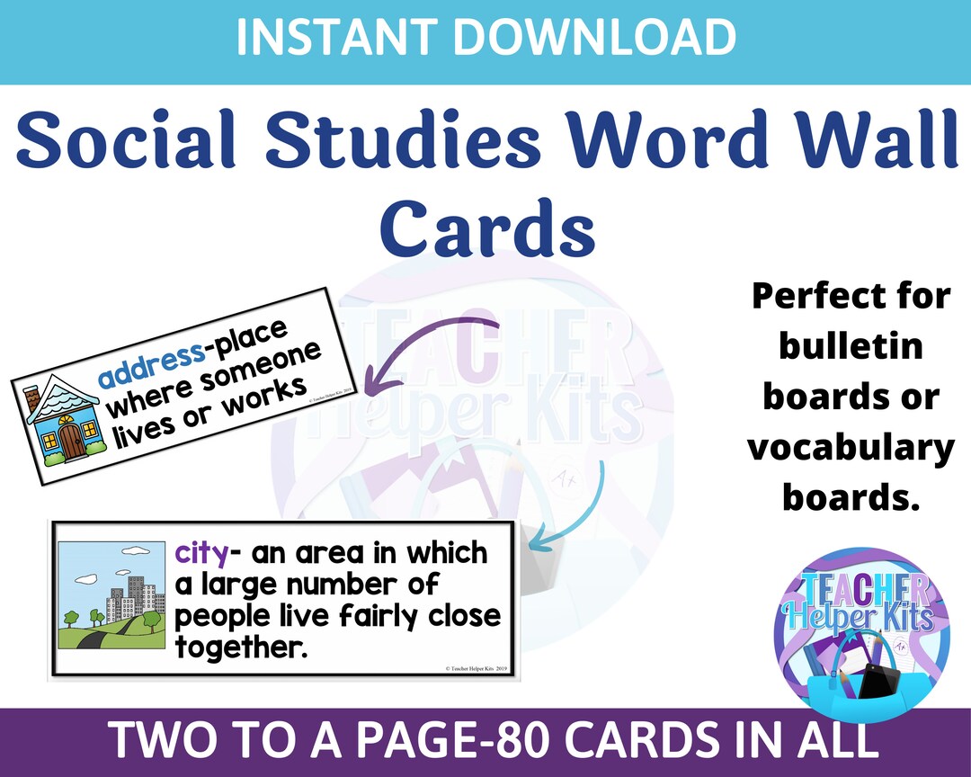 Social Studies Word Wall Cards, Learning Flashcards, Educational ...
