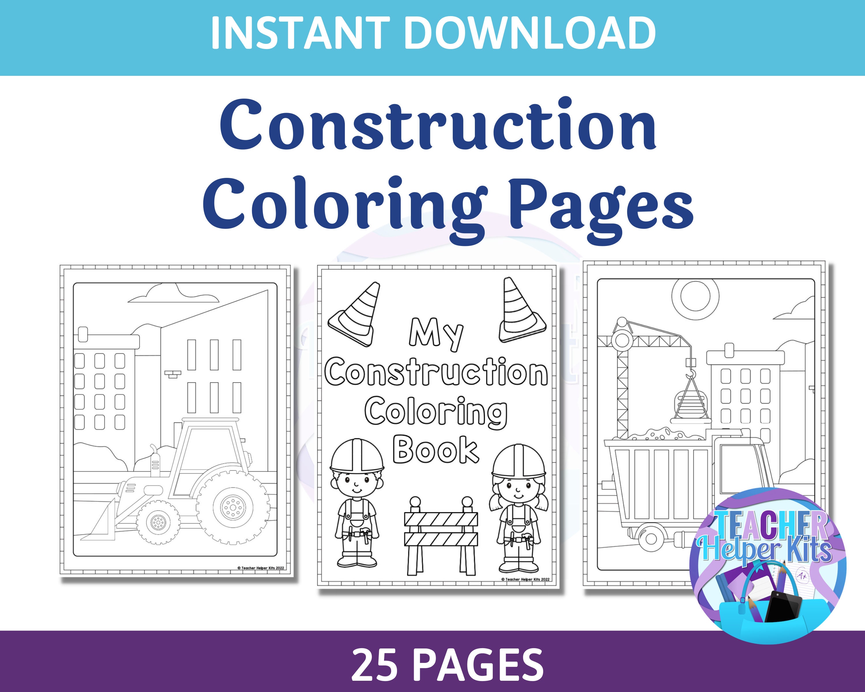 25 Construction Trucks Coloring Book Pages - Dump Trucks, Digging ...