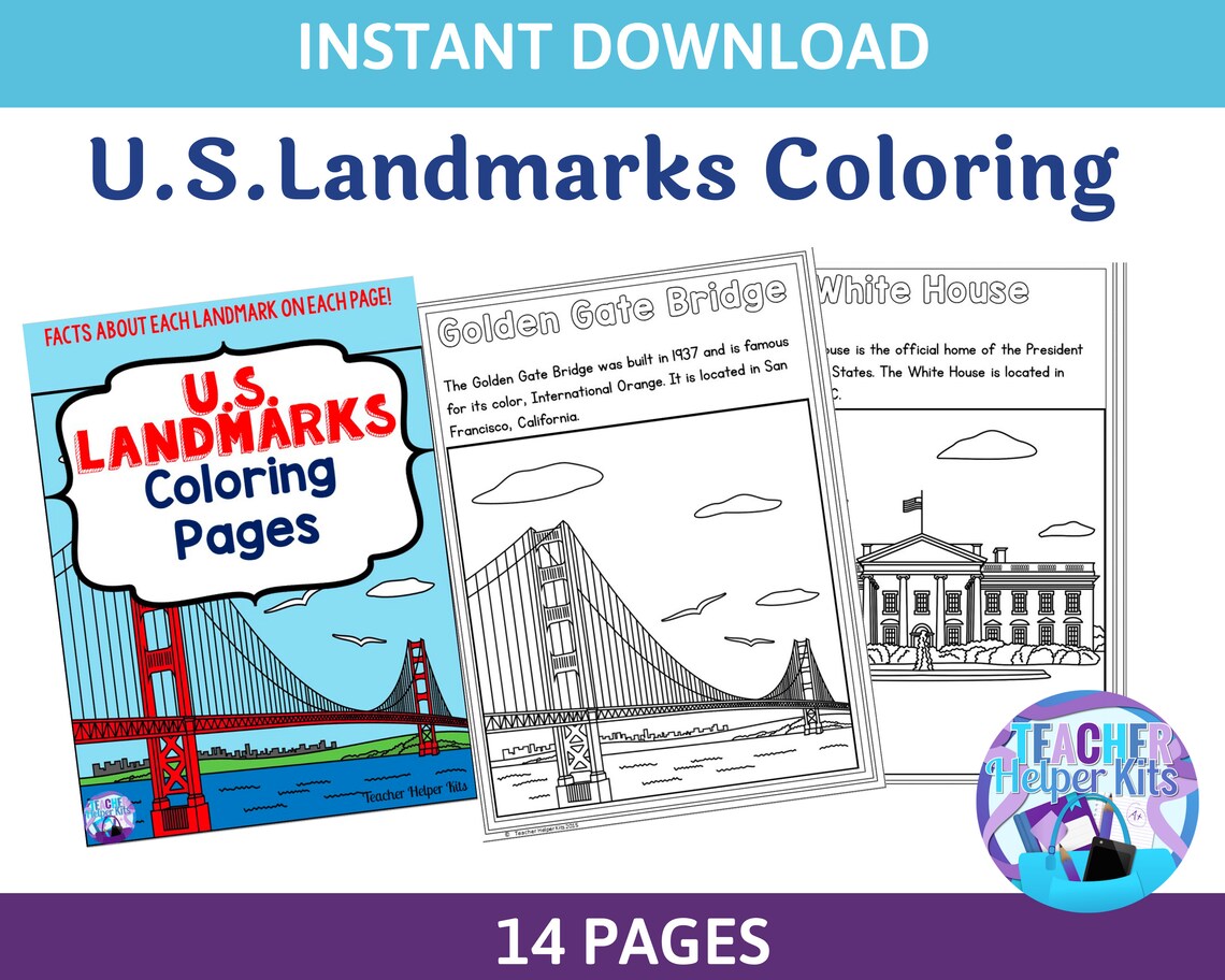 Landmarks Coloring Pages, Geography Worksheets, US American Landmarks ...