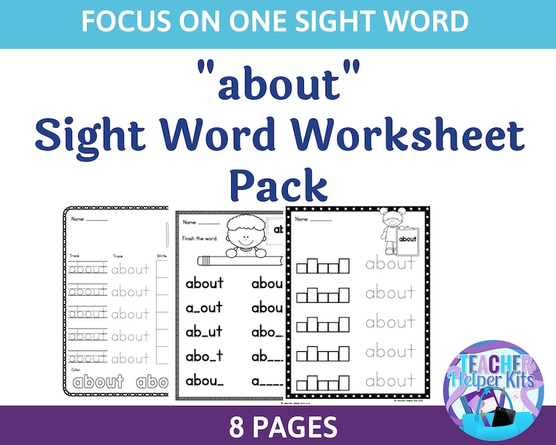 Sight Word Worksheets- Sight Word Printables- Individual Sight Word ...