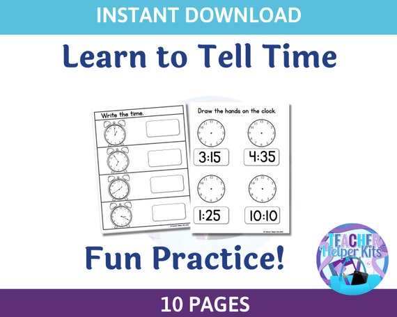 Learn to Tell Time Telling Time Worksheets Kindergarten - Etsy