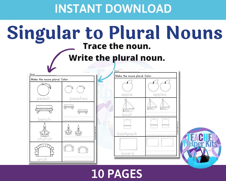 10 Make Nouns Plural Worksheets- Language Arts Worksheets- Plural Nouns ...