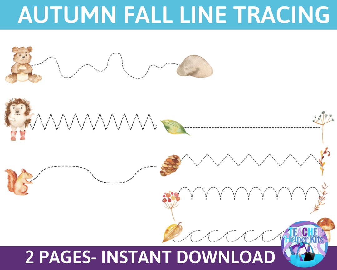 Autumn Theme Line Tracing Handwriting Practice~ Fall Line Tracing ...