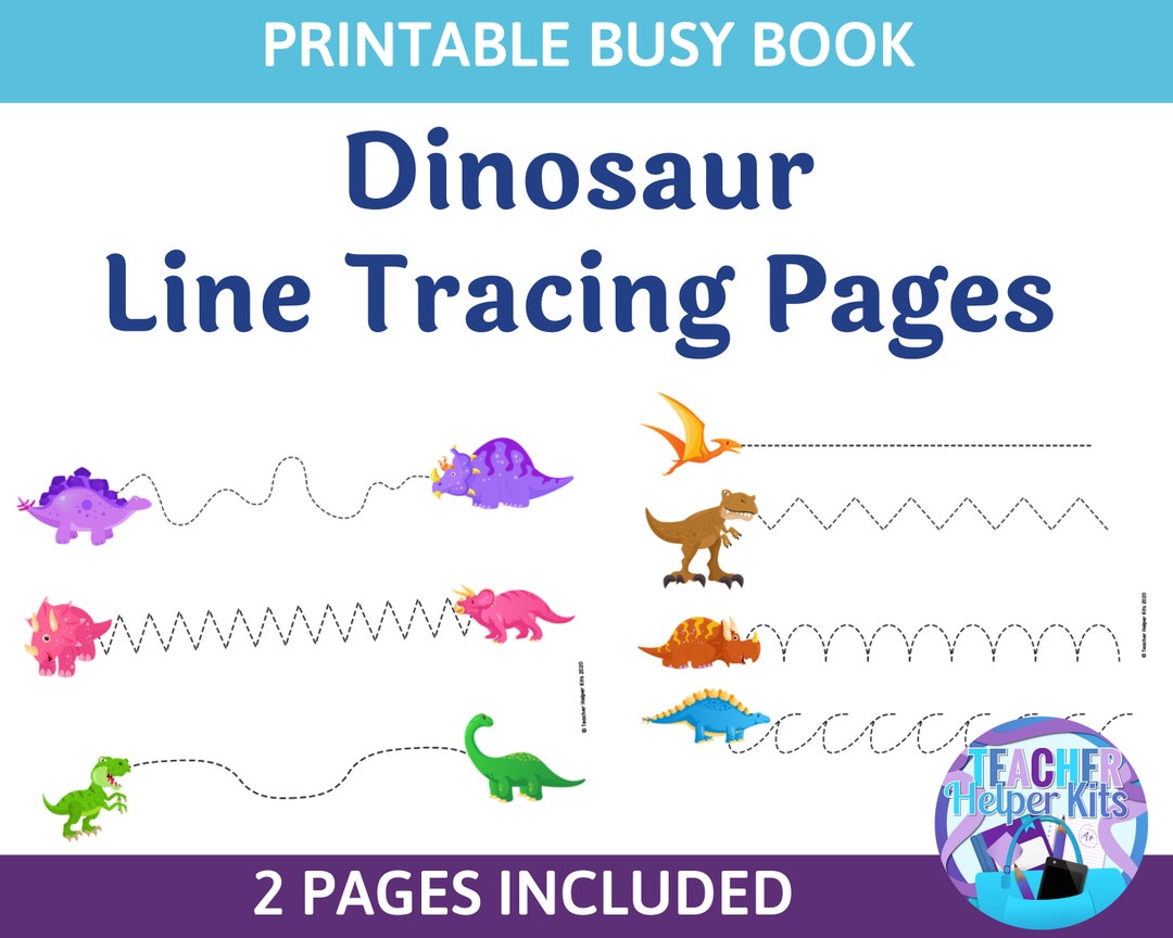 Dinosaur Preschool Toddler Busy Book - Dinosaur Tracing Lines- Dinosaur ...