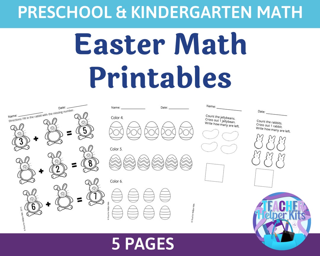 5 Printable Math Easter Pages-homeschool Printables- Preschool ...