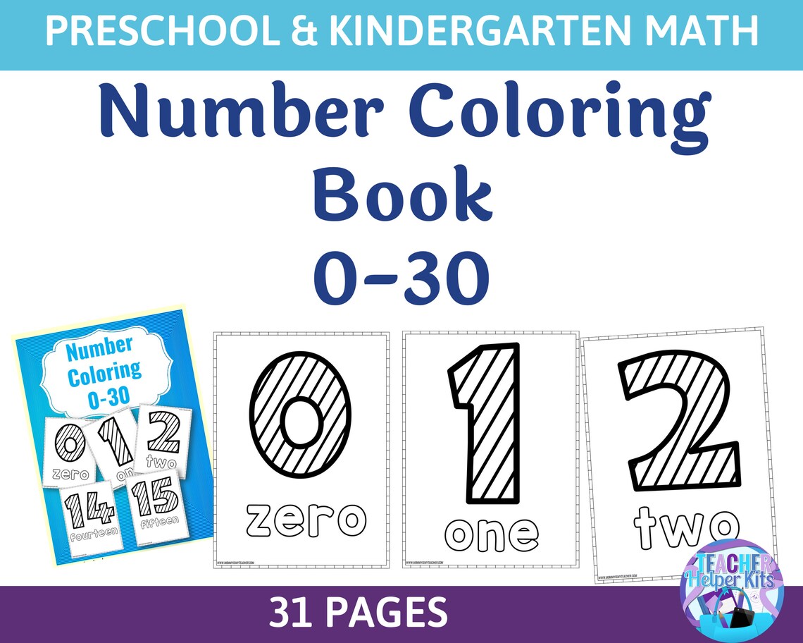 31 Number Coloring Book Worksheets-preschool Curriculum- Numbers 1-20 ...