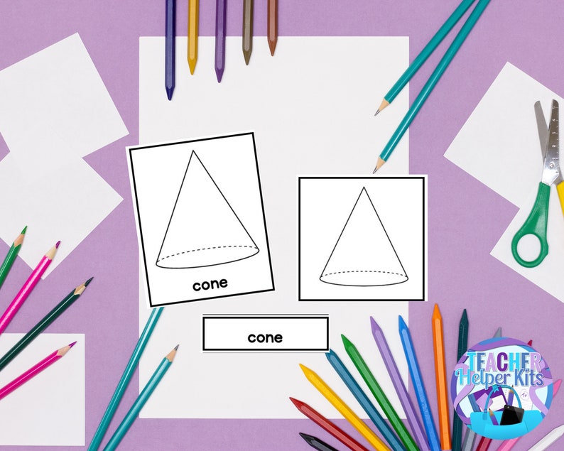 3D Shapes Montessori Three Part Cards Black and White | Etsy