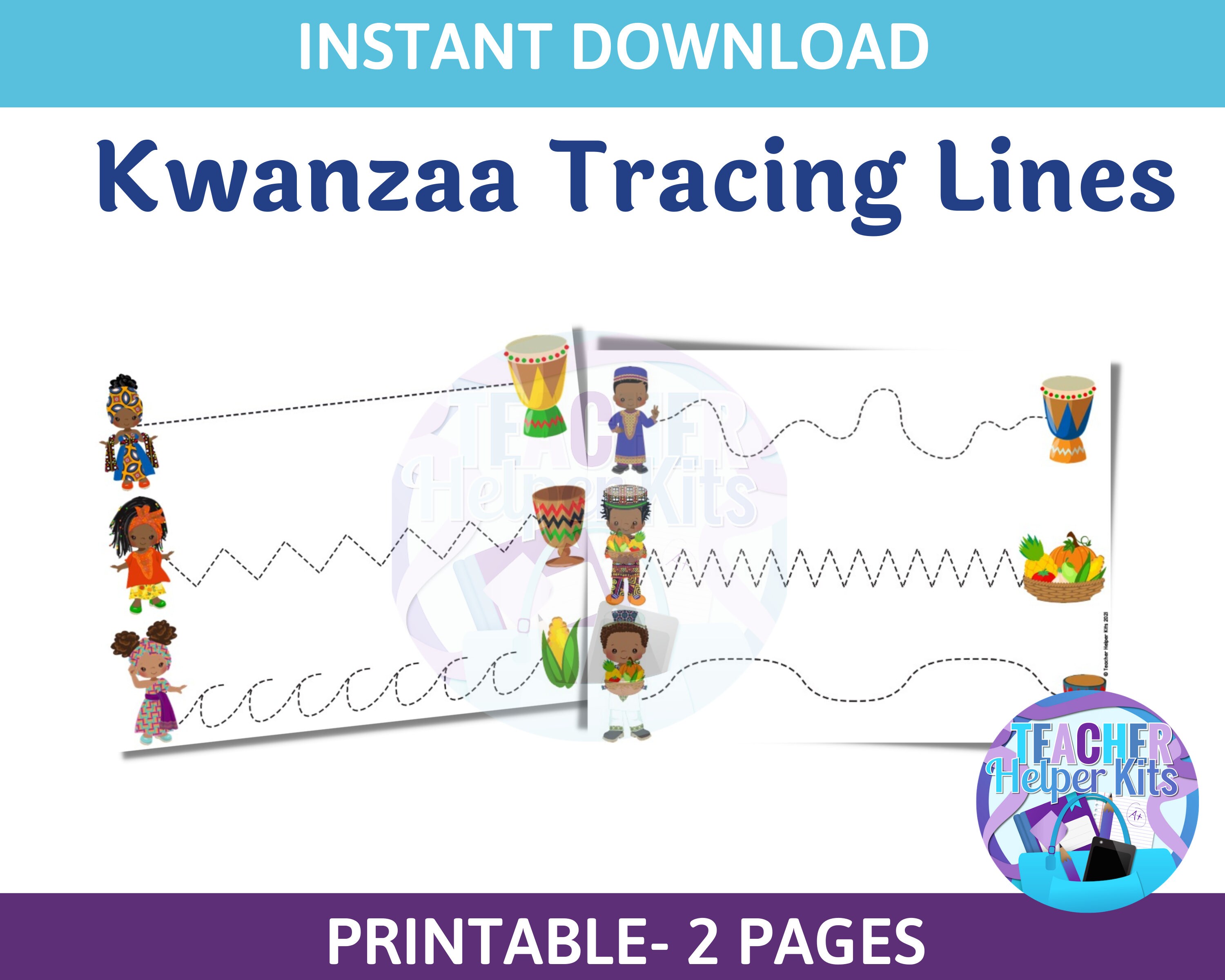 Kwanzaa Tracing Lines-kwanzaa Activity- Kwanzaa for Kids- African ...