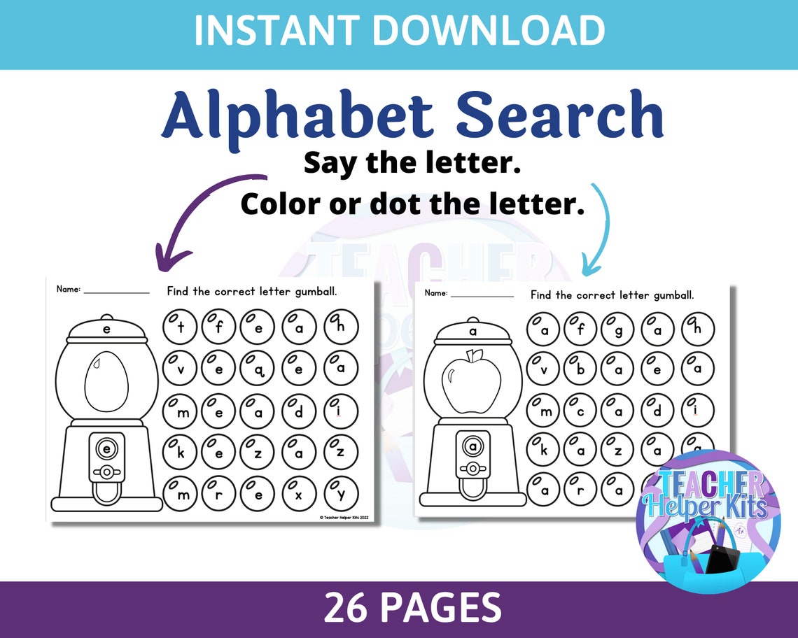 26 Printable Alphabet Worksheets- Reading Alphabet Worksheet- Preschool ...