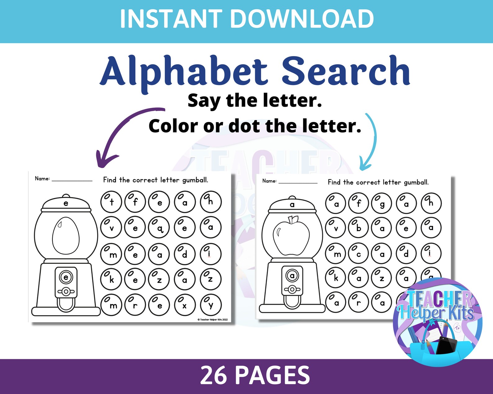 26 Printable Alphabet Worksheets- Reading Alphabet Worksheet- Preschool ...