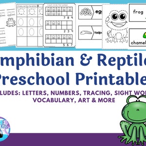 Amphibian & Reptiles Preschool Printables~preschool Curriculum Learning ...