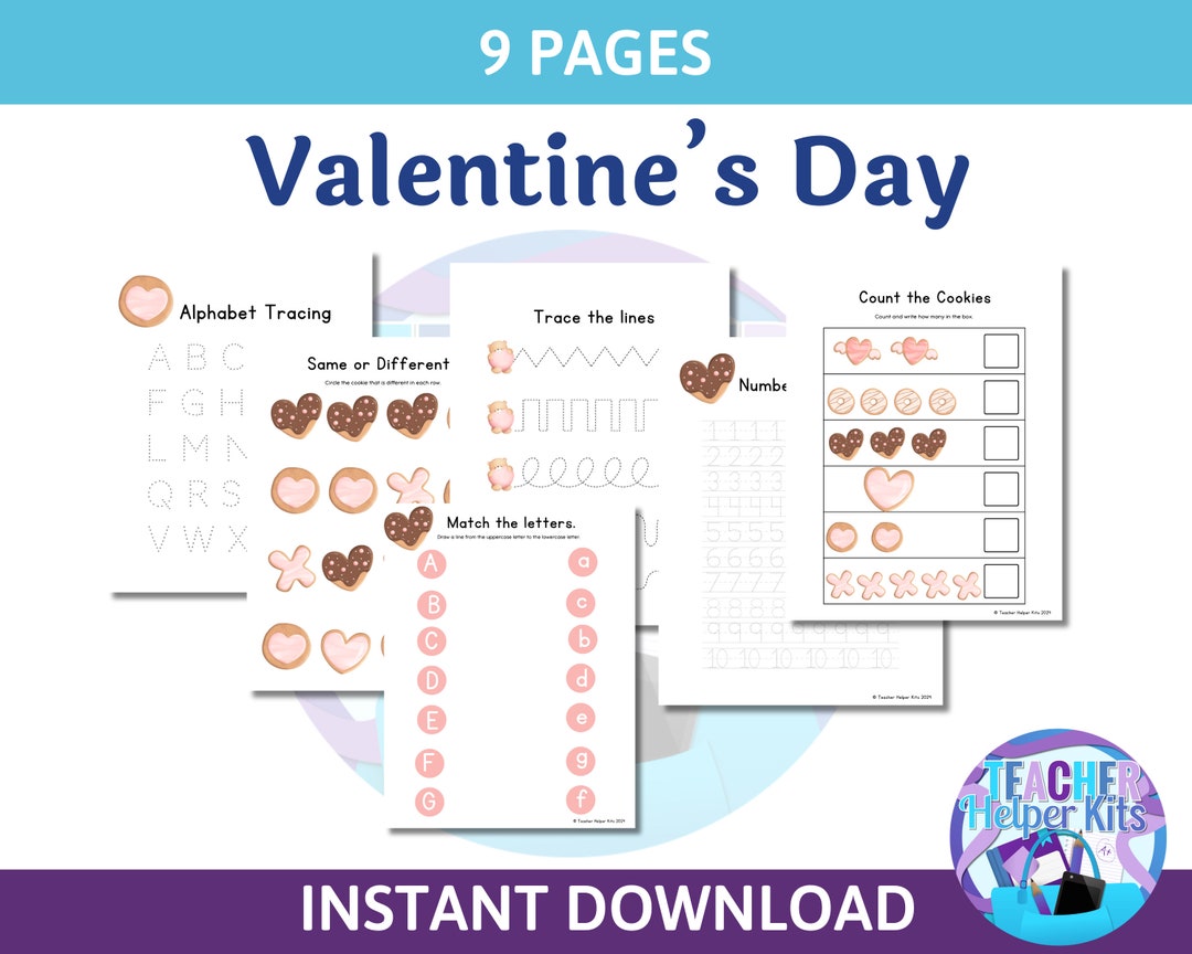 Valentine's Day Preschool Packet, Preschool Worksheets, Preschool ...