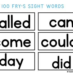 Sight Word Flashcards- First 100 Frys Sight Words- Learn to Read ...