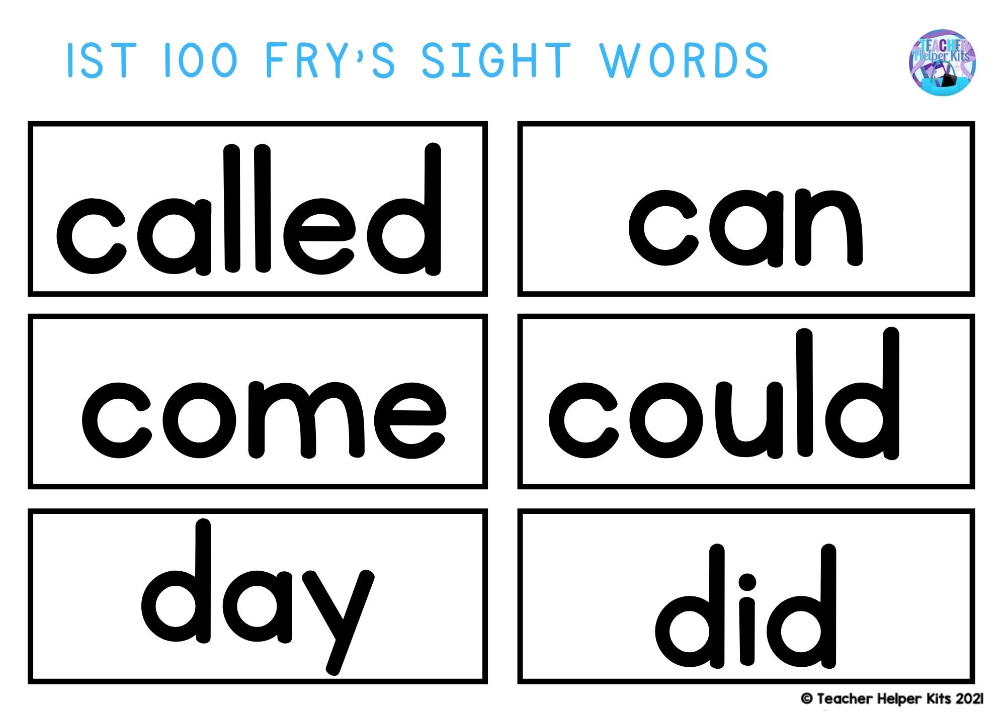 Sight Word Flashcards- First 100 Frys Sight Words- Learn to Read ...